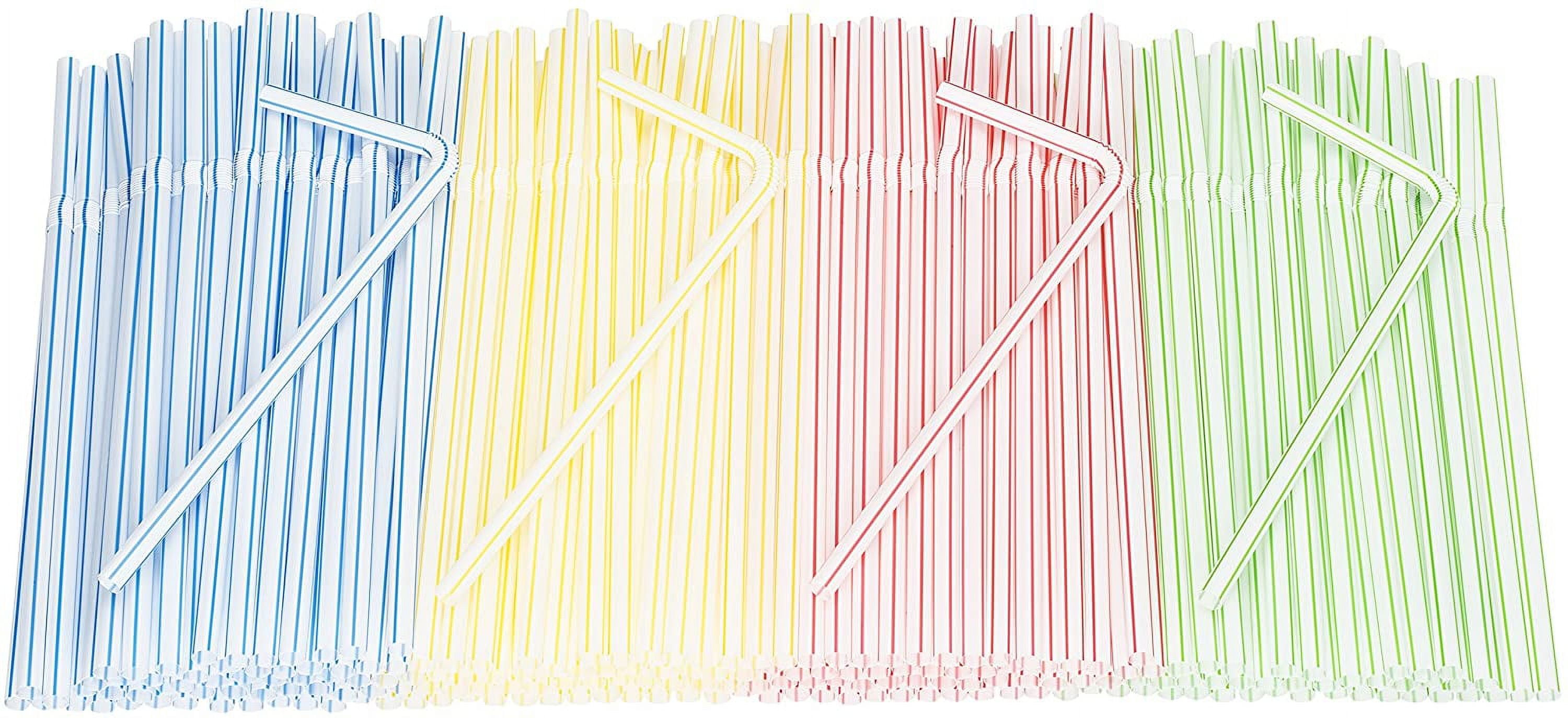 Chainplus 300 Bendable Straws, Flexible Straws, Striped Fun Colorful ...