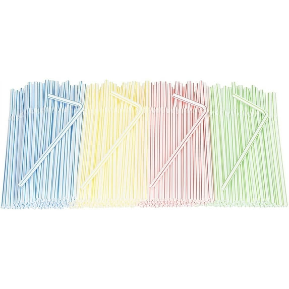 Chainplus 300 Bendable Straws, Flexible Straws, Striped Fun Colorful ...