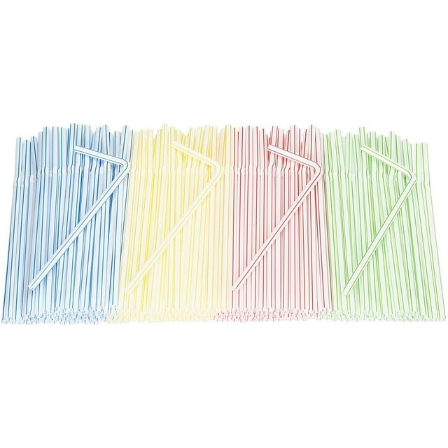 Chainplus 300 Bendable Straws, Flexible Straws, Striped Fun Colorful ...