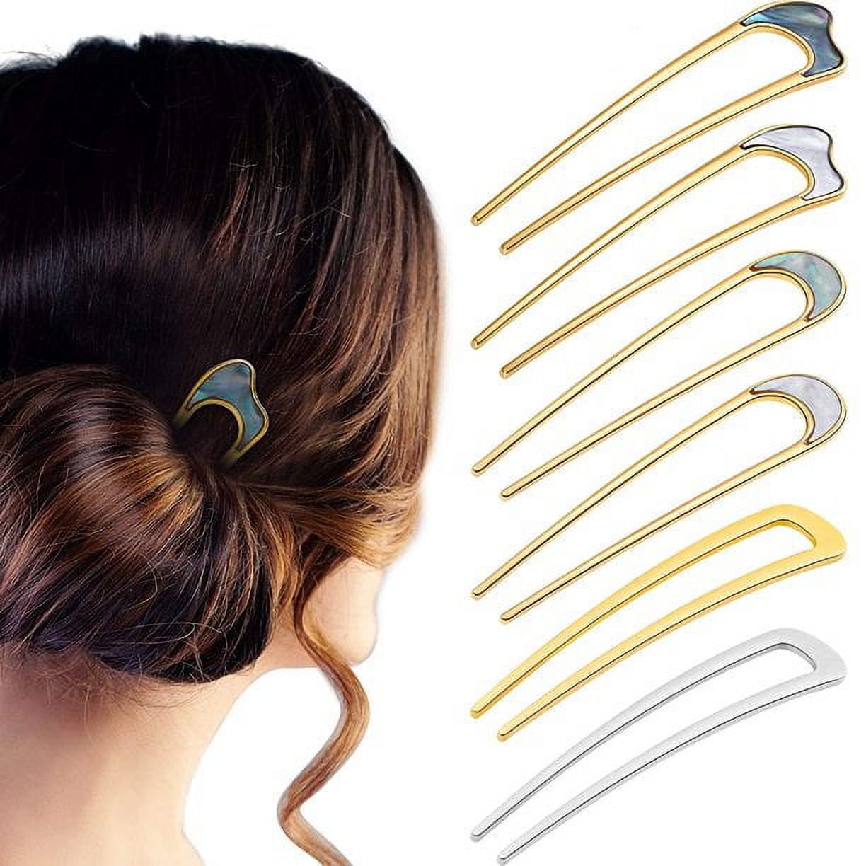 Chainplus 6 Pieces Metal U-Shaped Hairpin Bride Hair Accessories ...