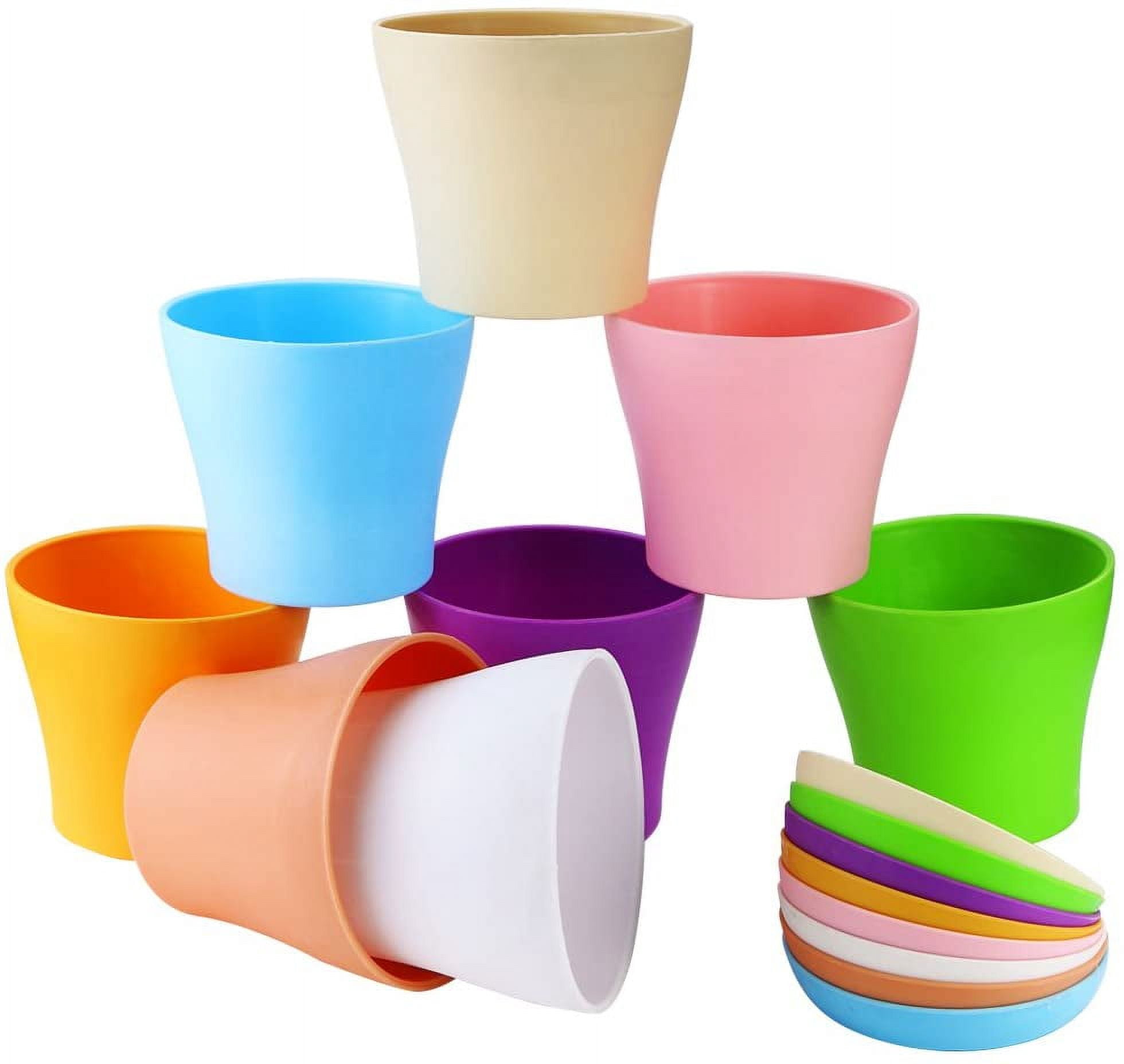 Chainplus 8 Pack 4 Inch Plastic Planters Flower Plant Pots Multi Color ...