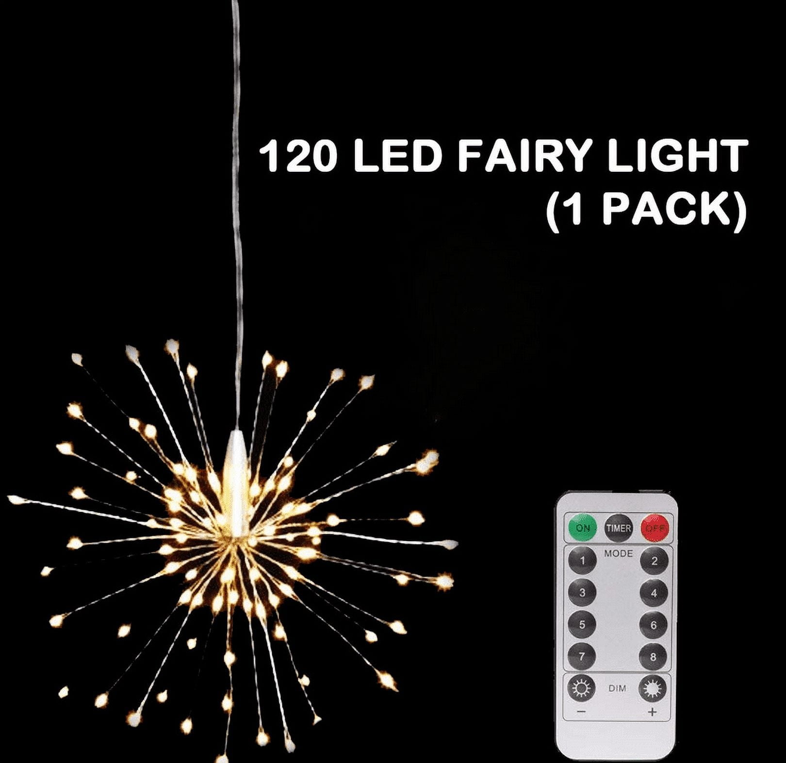 Chainplus Christmas Firework Lights 120 LED Starburst Light with Remote ...
