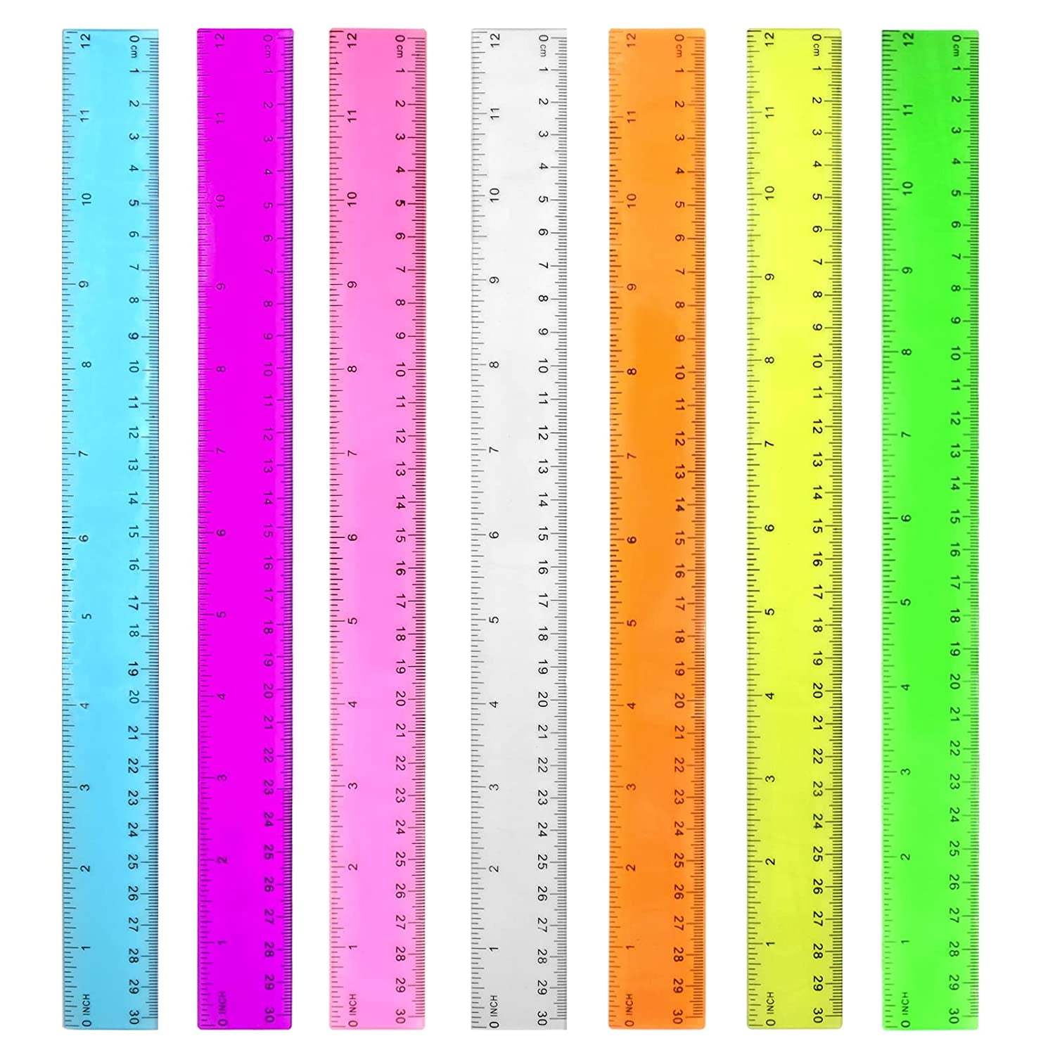 Chainplus Color Transparent Ruler Plastic Rulers - Ruler 12 inch, Kids ...