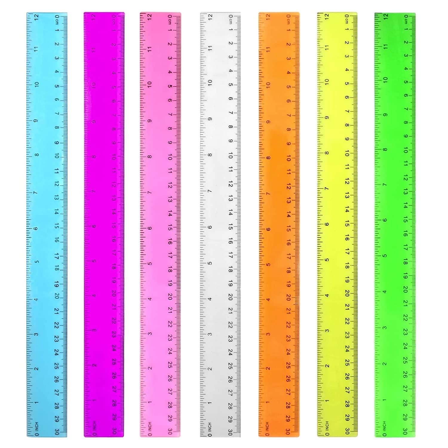 Chainplus Color Transparent Ruler, Plastic Rulers 12 inch Ruler with ...
