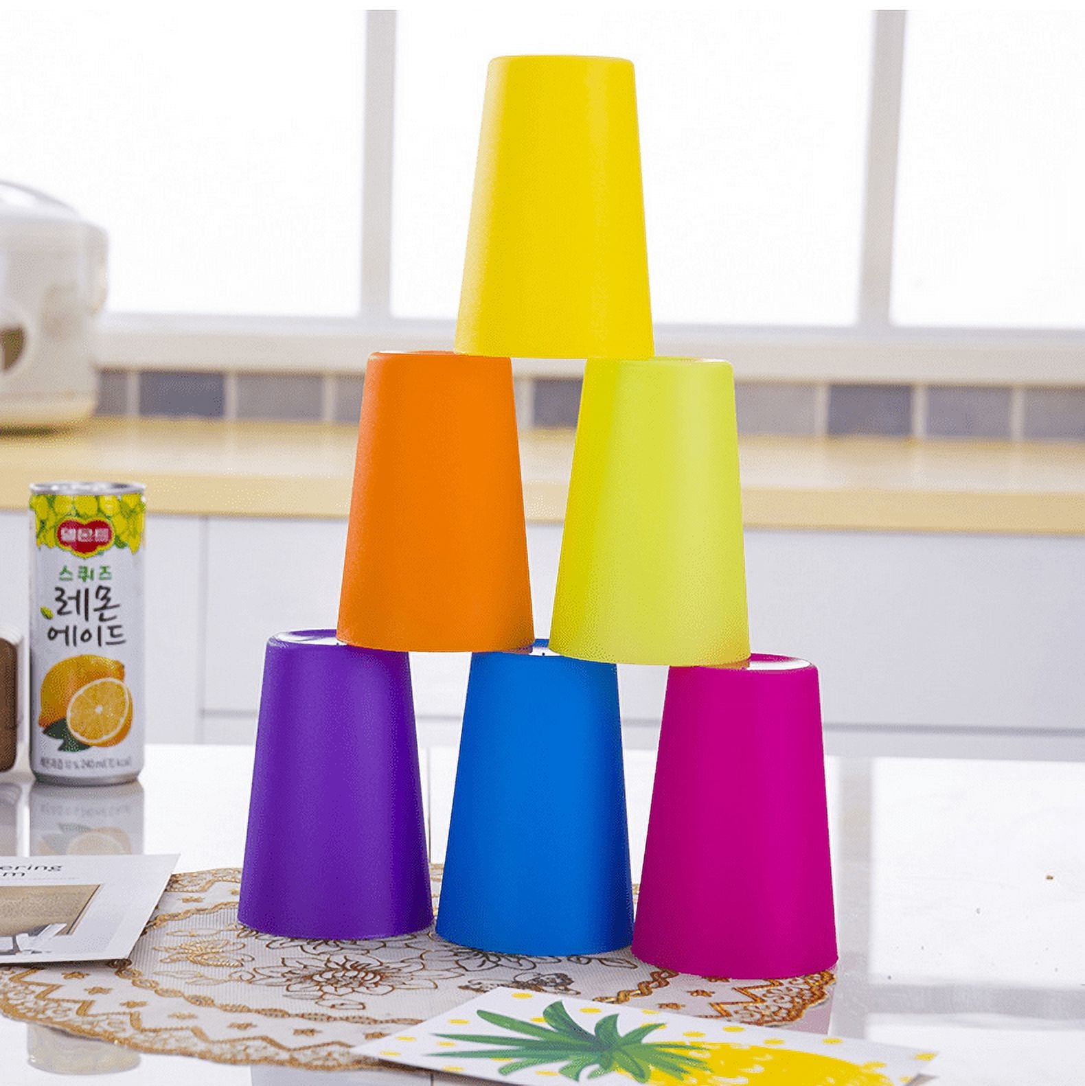 Triani Unbreakable Reusable Plastic Kids Cups, Assorted Colors, 9 oz ...