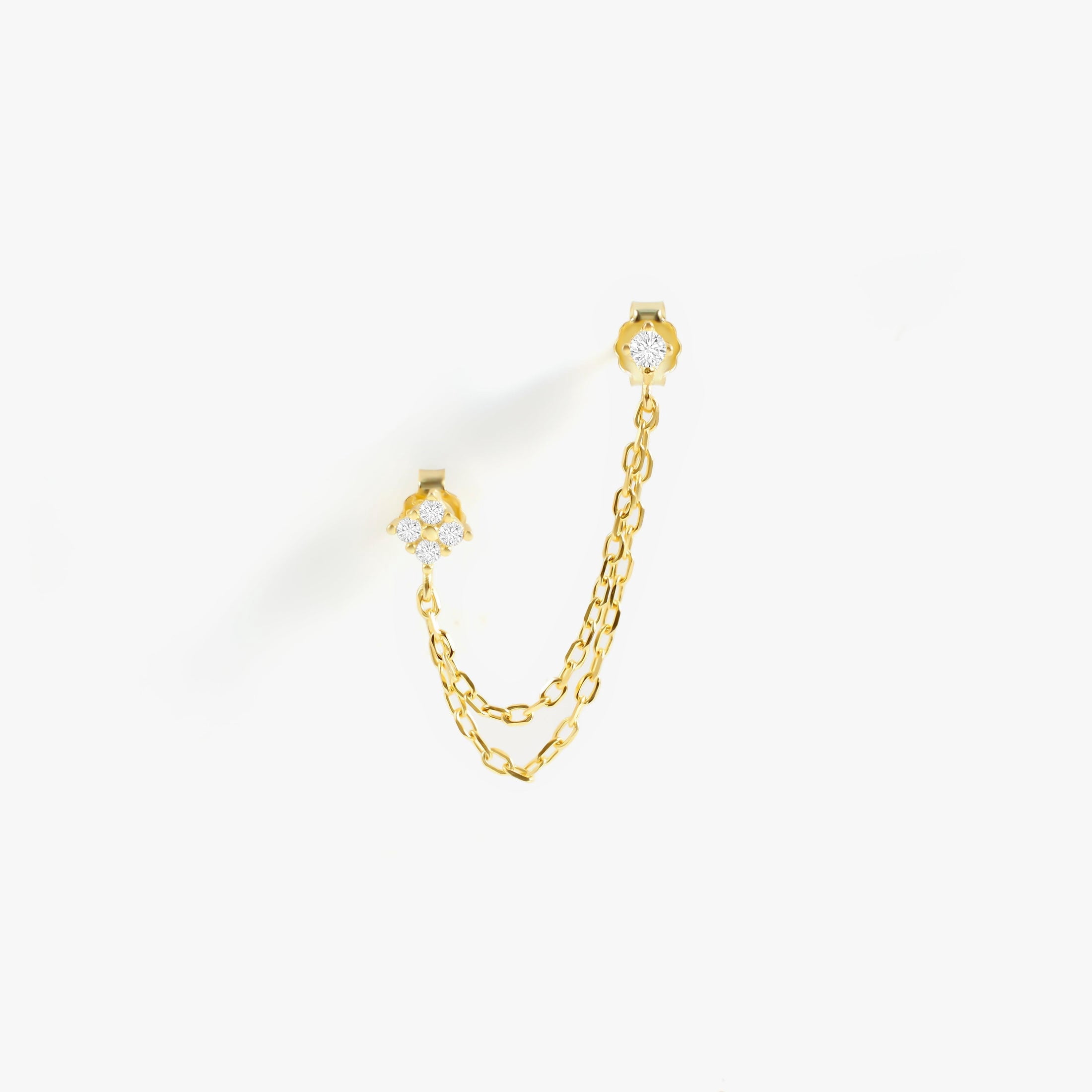 Chains Connected Crystal 3A CZ Double Piercing Earring - Walmart.com