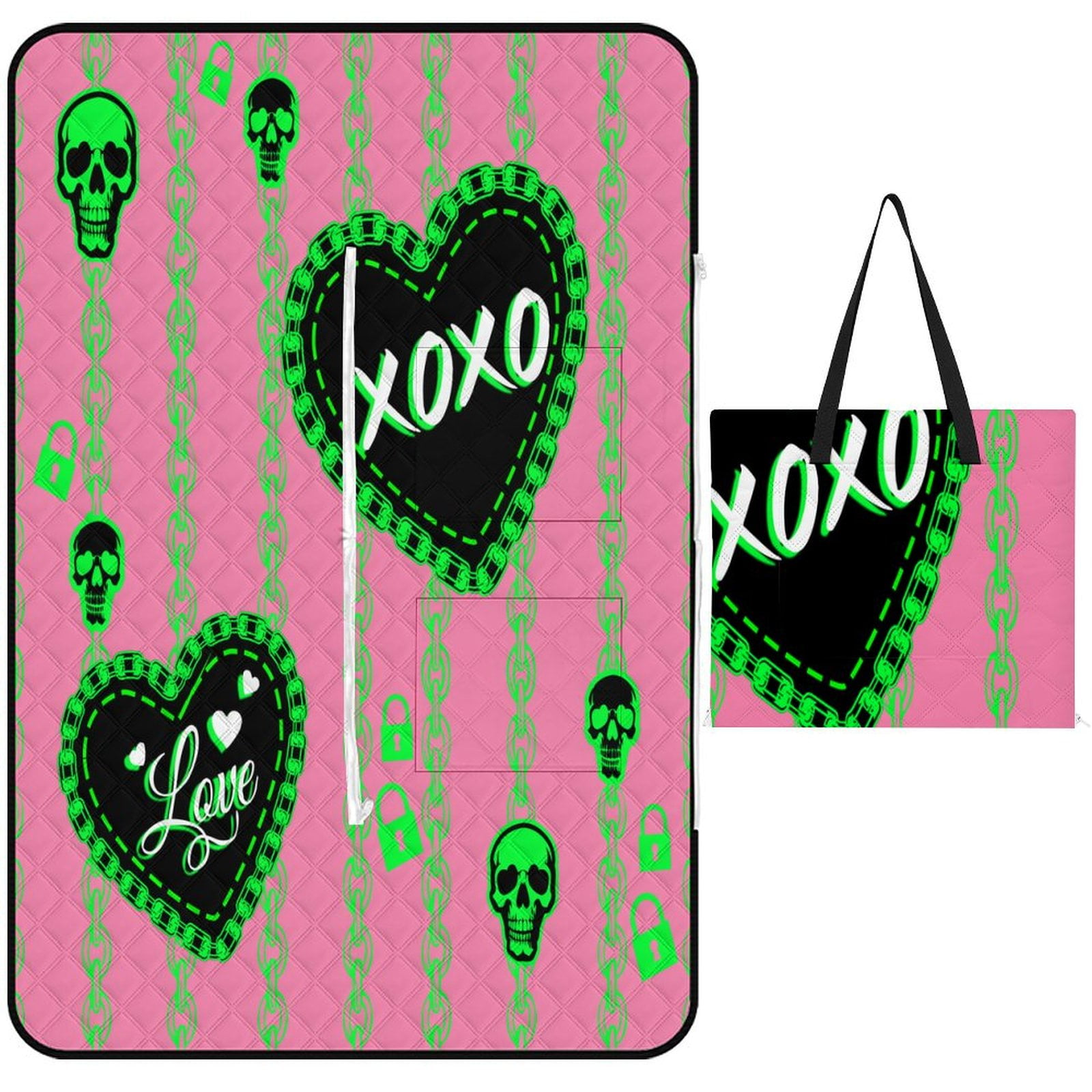Chains, Skeletons, Hearts Waterproof Beach Mat Folding Mattress ...