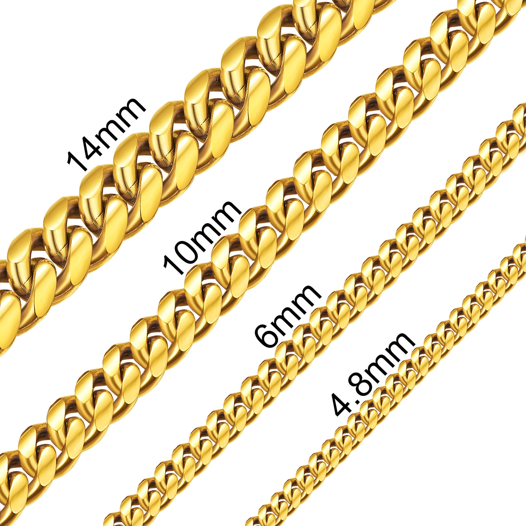 ChainsHouse 14K Gold Plated Chain Necklace for Men, Chunky Cuban Link ...