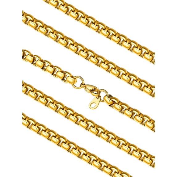 ChainsHouse 14K Gold Plated Mens Necklaces Round Box Chain Necklace ...