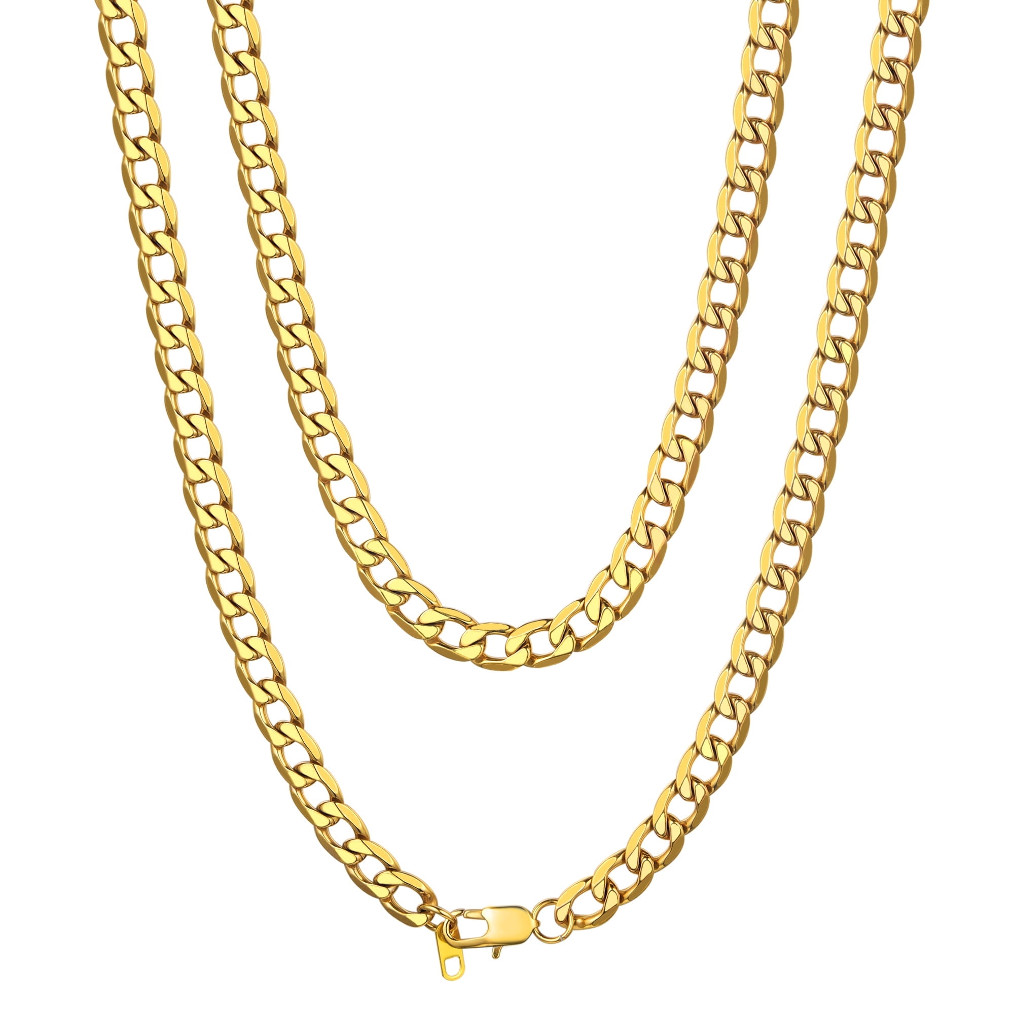 ChainsHouse 14K Gold Plated Necklaces Cuban Link Chain for Men Women Adjustable Durable Fashion ...