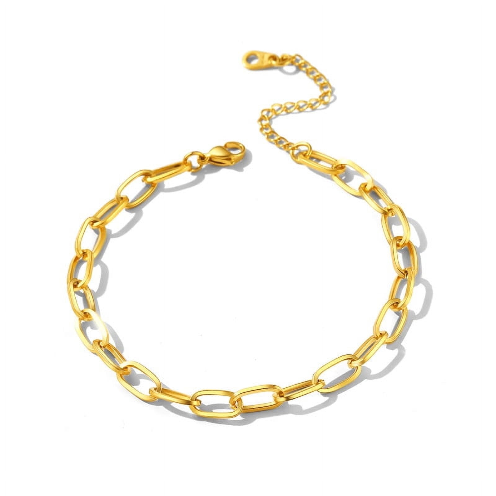 ChainsHouse 18K Gold Plated Paperclip Link Anklets for Women Waterproof 6mm Width Ankle ...