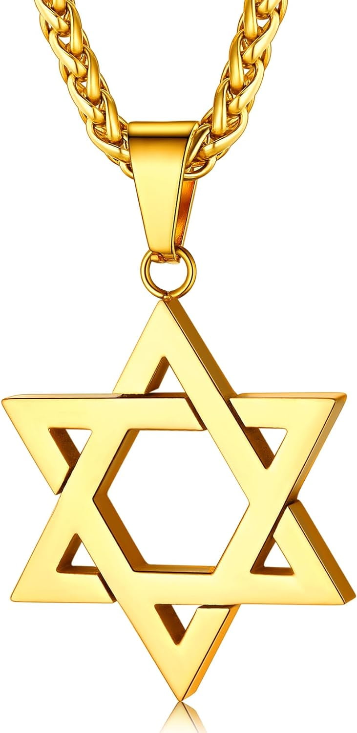 ChainsHouse 18K Gold Star of David Necklaces Pendant for Men,Magen ...