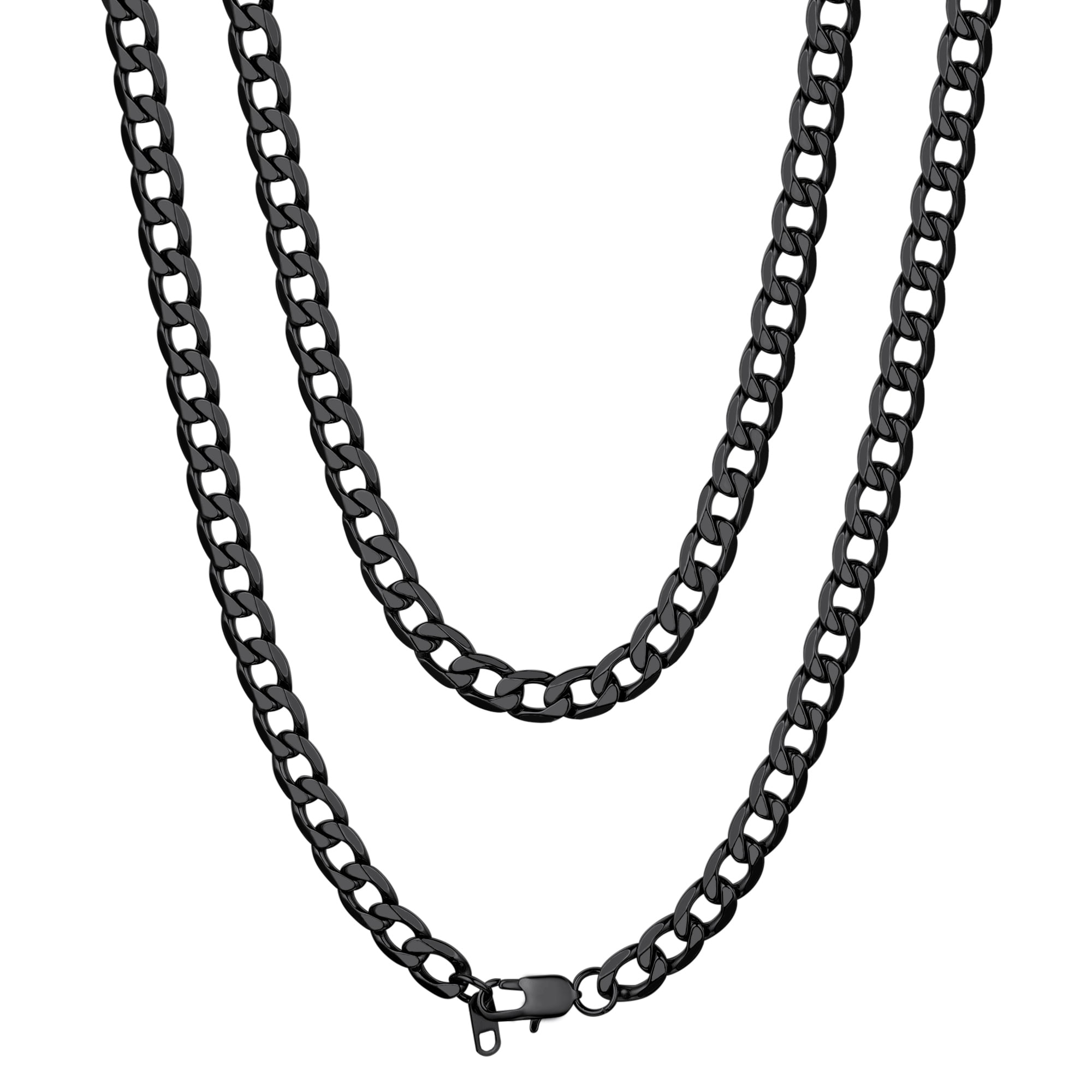 ChainsHouse Black Necklaces Cuban Link Chain Stainless Steel for Men ...