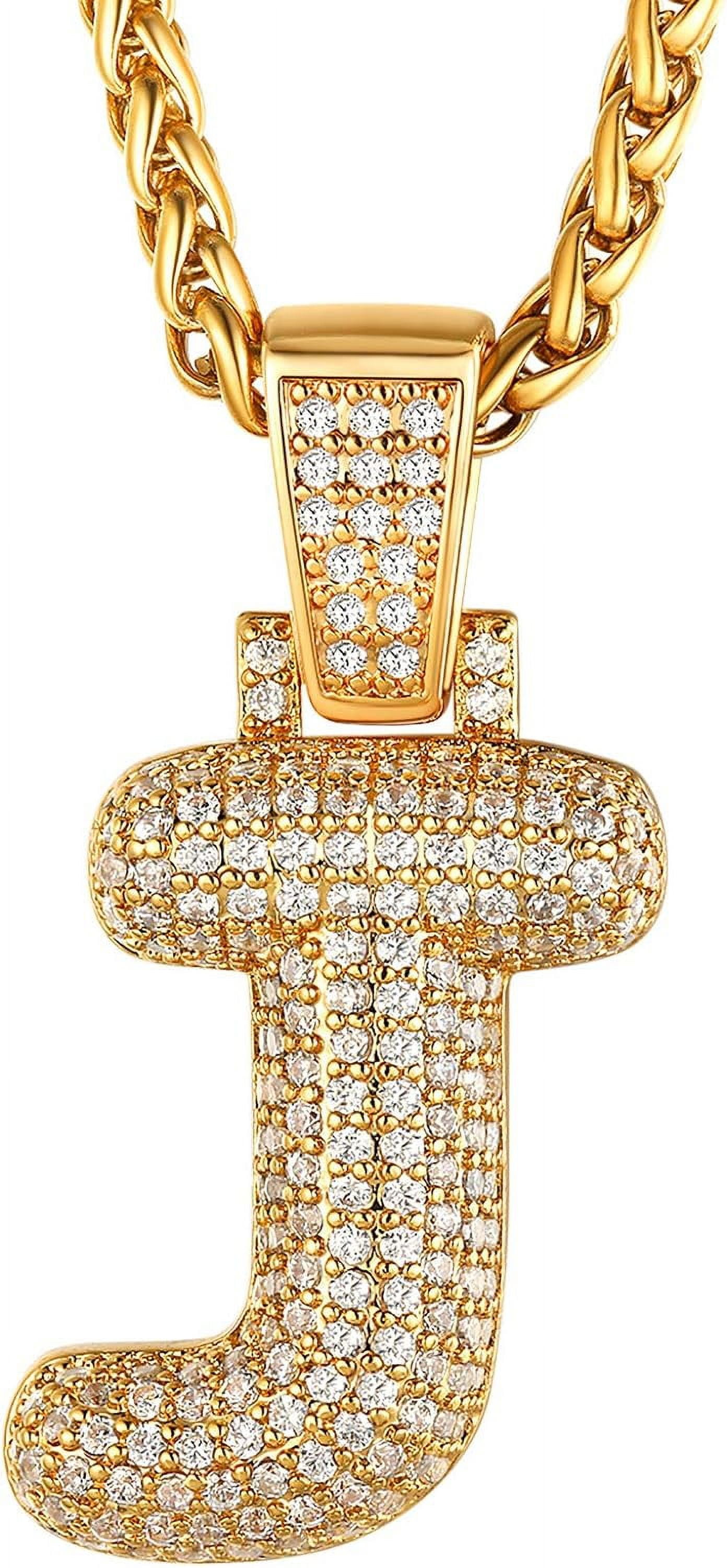 ChainsHouse Bubble Bling Initial Necklace for Women,Men 18K Gold Plated ...