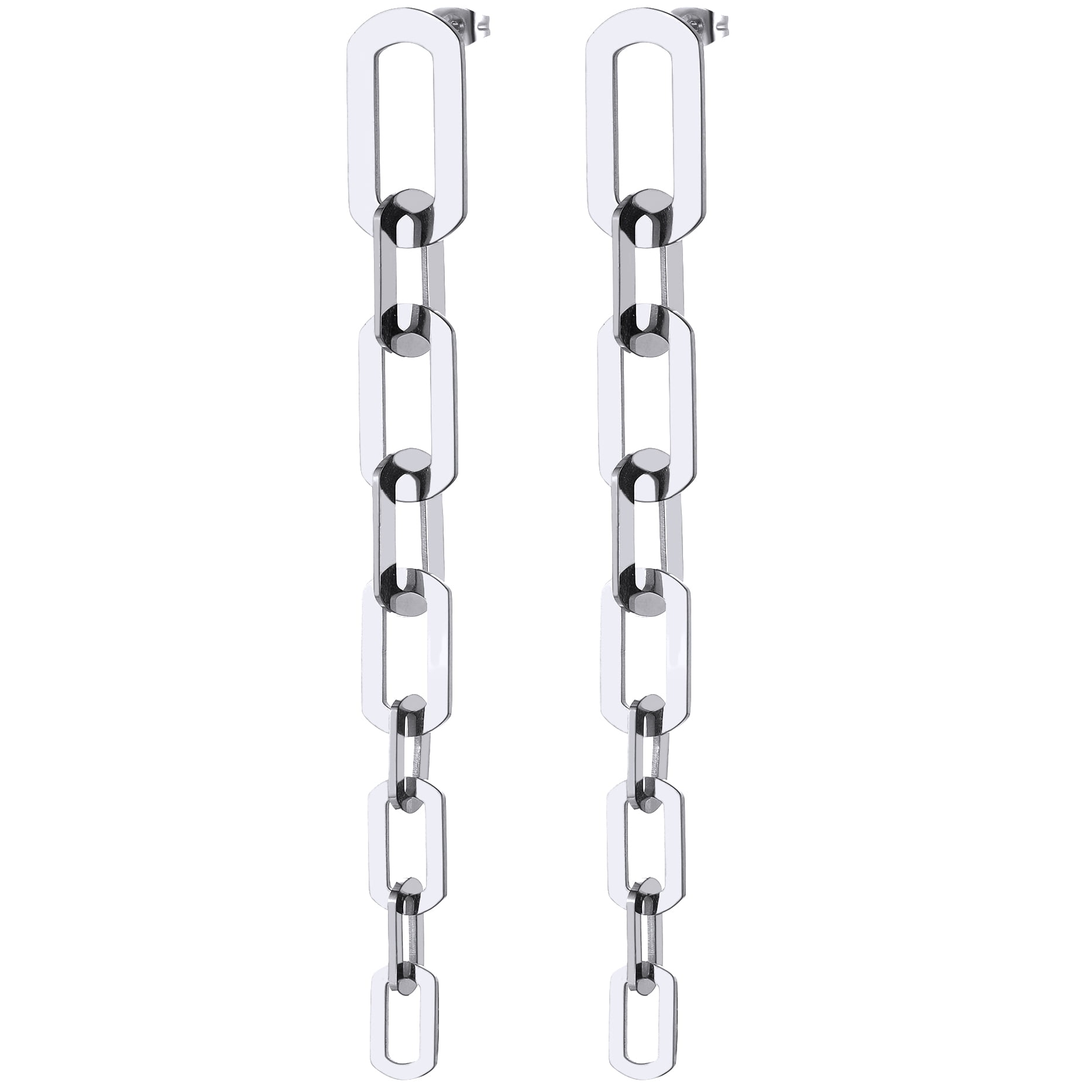 ChainsHouse Geometic Long Link Drop Dangle Earrings for Women Stainless ...