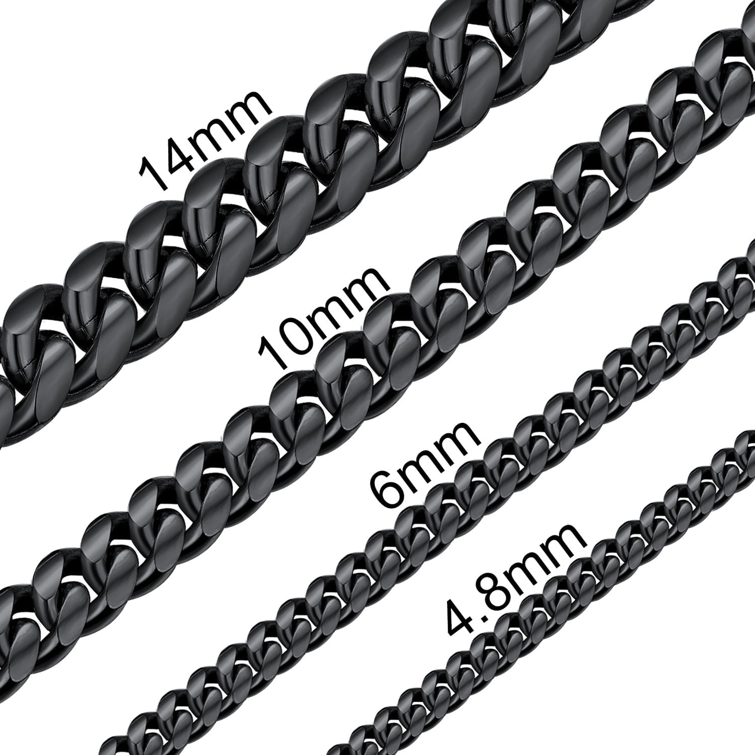 ChainsHouse Stainless Steel Cuban Link Chain Necklace for Men Black ...