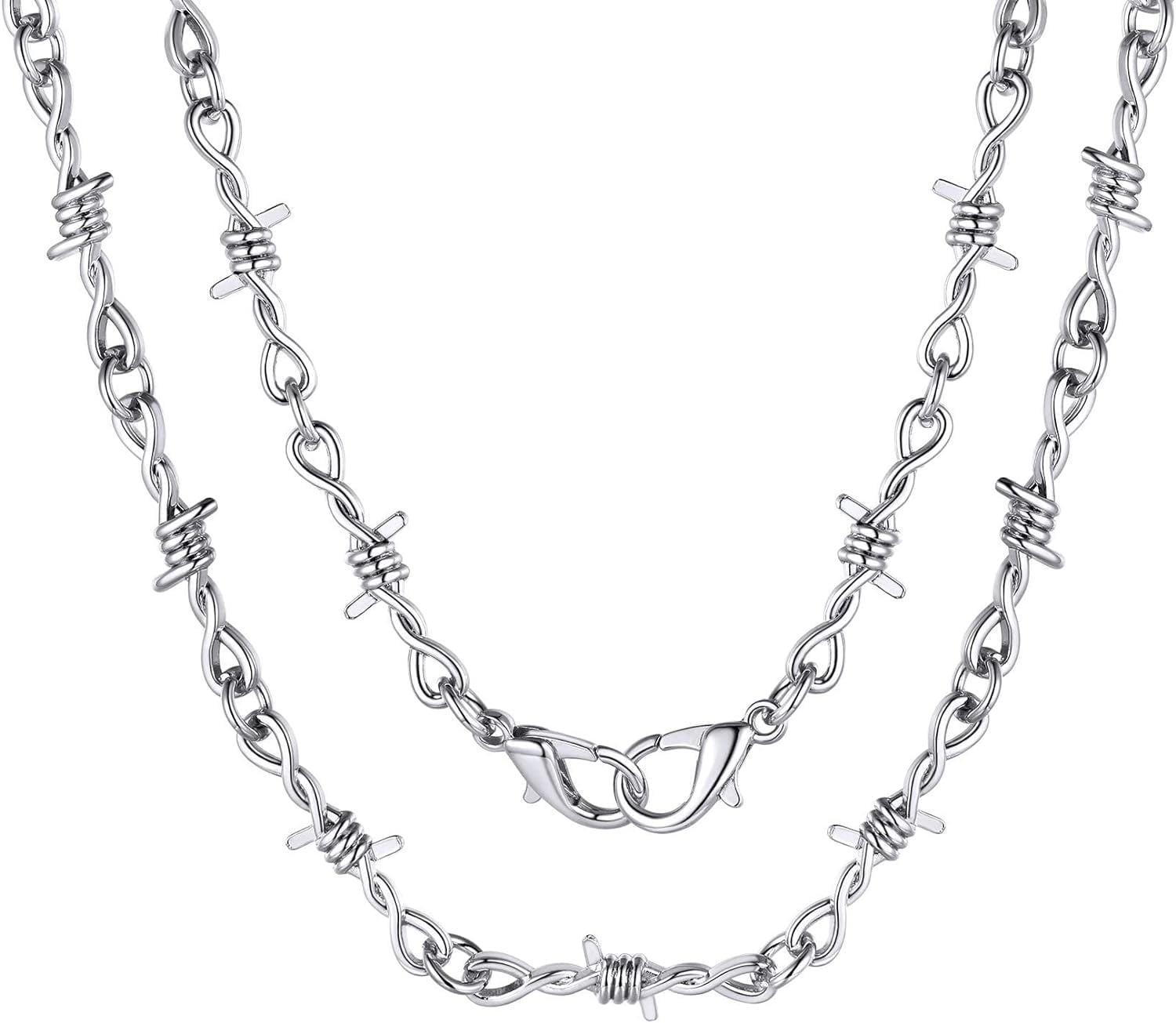 ChainsHouse Men's Necklaces Stainless Steel Punk Thorns Chains 6mm ...