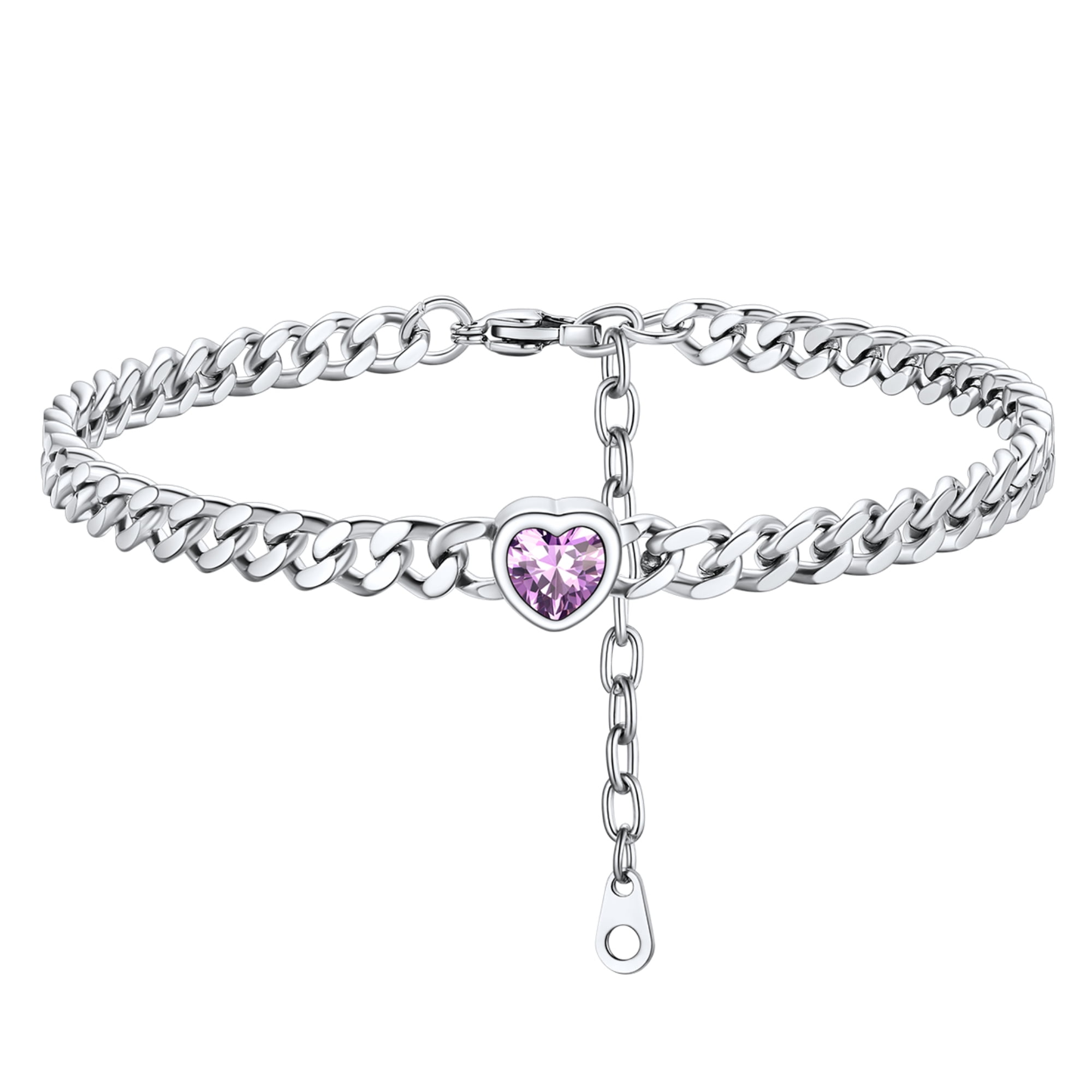 ChainsHouse Heart Birthstone Ankle Bracelet for Women Stainless Steel Waterproof Anklets Boho ...