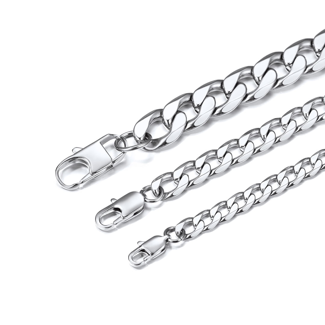 ChainsHouse Men's Cuban Link Bracelets 9mm Waterproof Stainless Steel ...