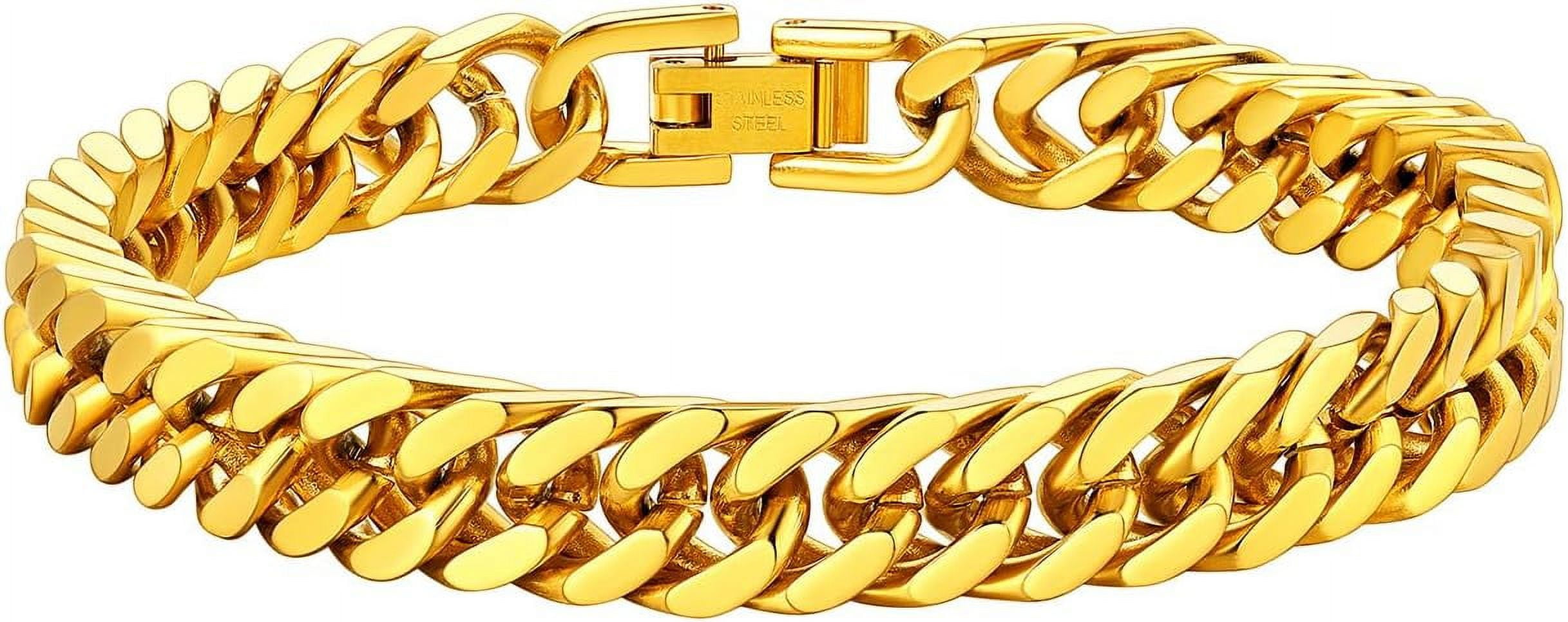 ChainsHouse Men's Gold Plated Cuban Chains Bracelets 8MM Waterproof ...