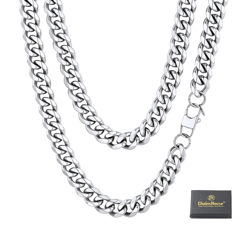 ChainsHouse Miami Cuban Link Chain for Men Waterproof 9MM Width ...
