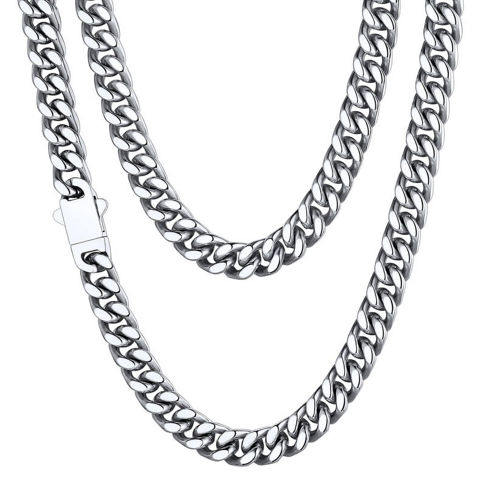 ChainsHouse Cuban Link Chains Necklace for Men Women 7mm Stainless Steel Miami Chains Jewelry ...