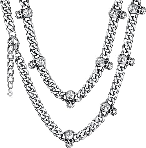 ChainsHouse Cuban Link Neckalces for Men Women Stainless Steel 9MM Chunky Chain Necklace Punk ...