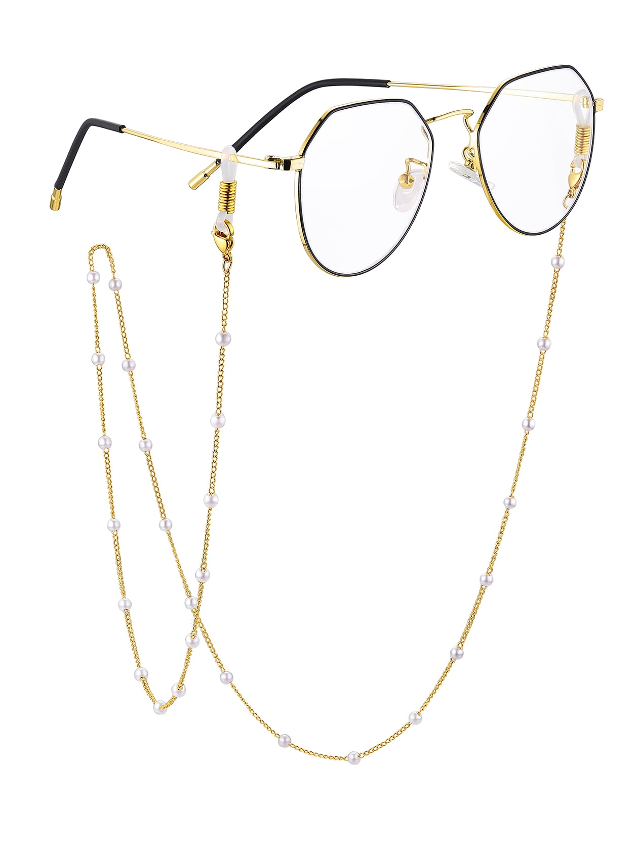 ChainsHouse Eyeglass Chains for Women Pearl Cuban Link Glasses Strap ...