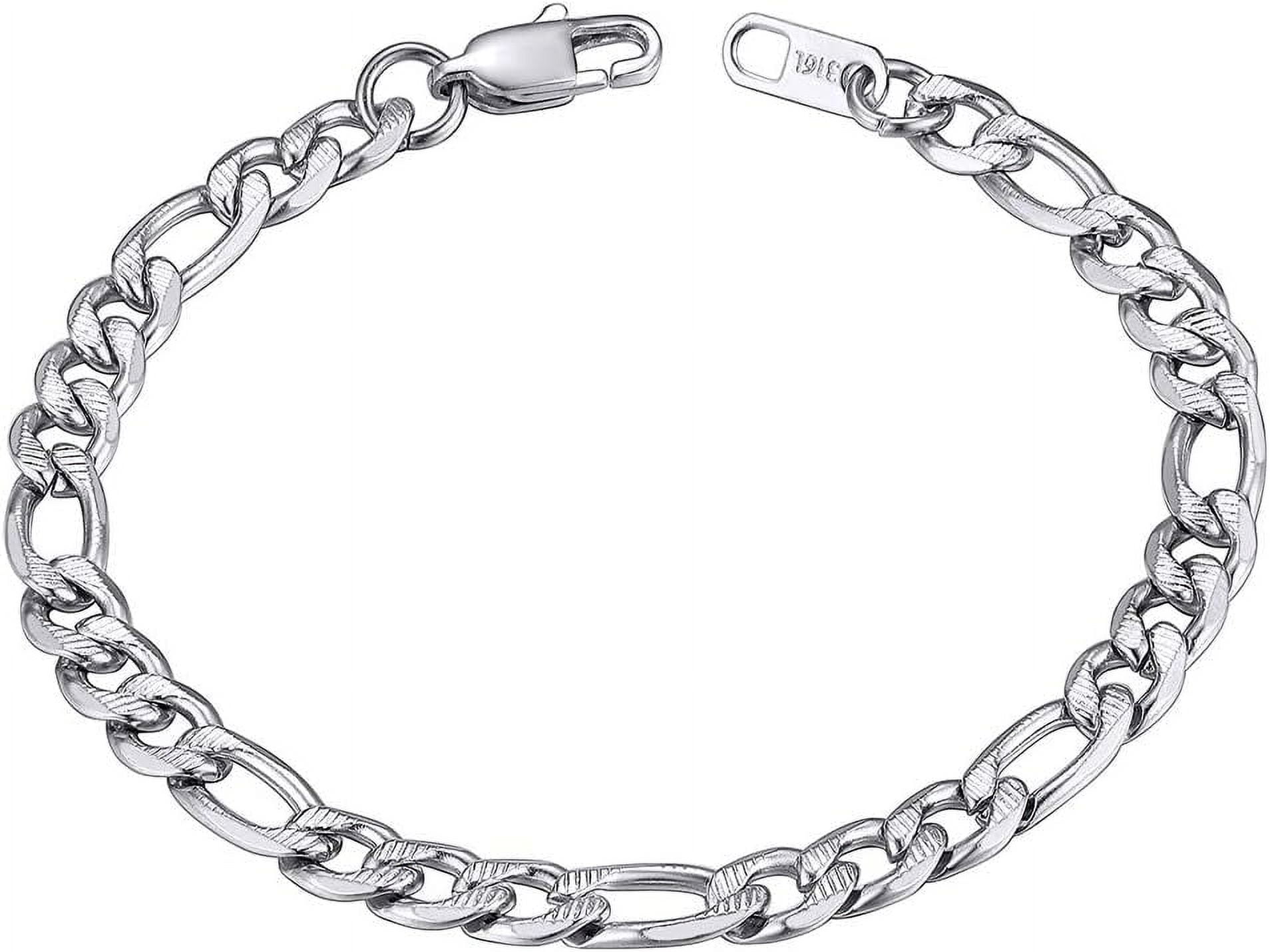 ChainsHouse Figaro Link Chain Bracelets for Women,Stainless Steel/14K Gold Plated Wrist ...