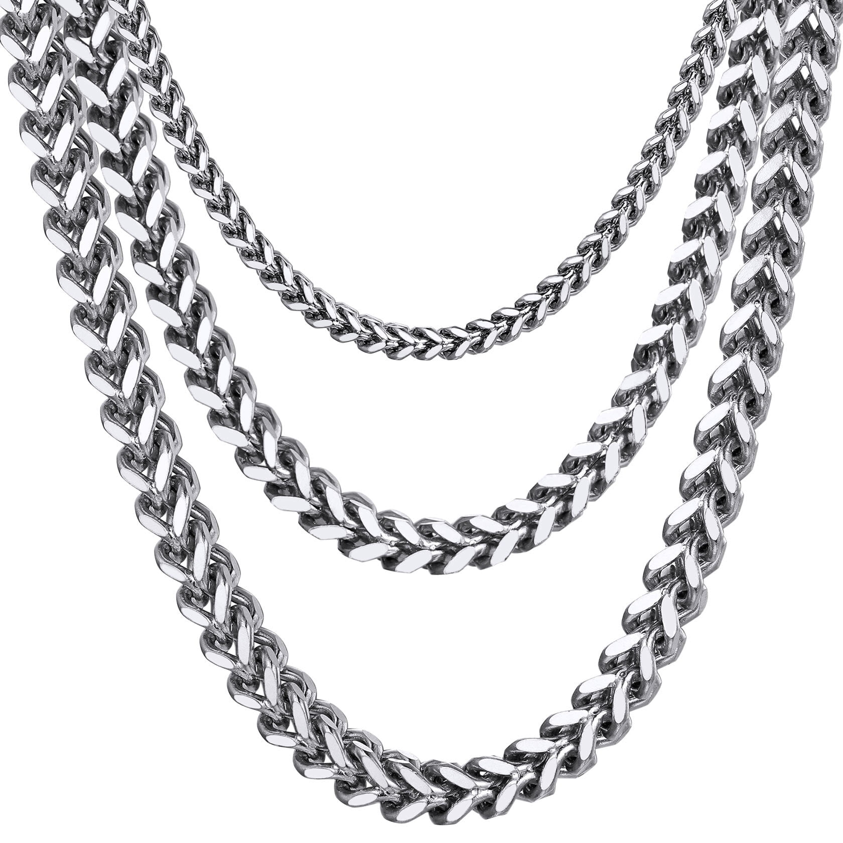 ChainsHouse Women Men's Stainless Steel Necklace 4mm Flat Franco Chain ...