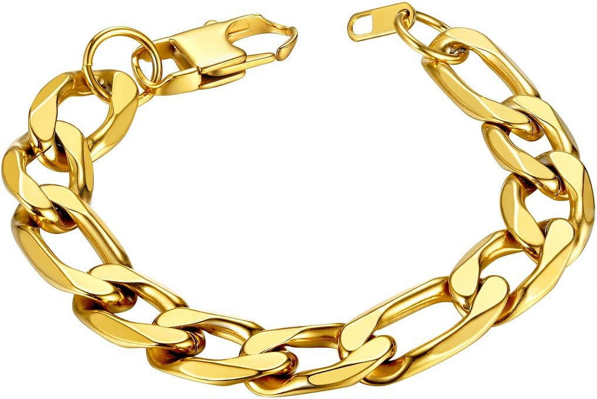 ChainsHouse Gold Bracelets for Women/Men,Figaro Link Chain Charm ...