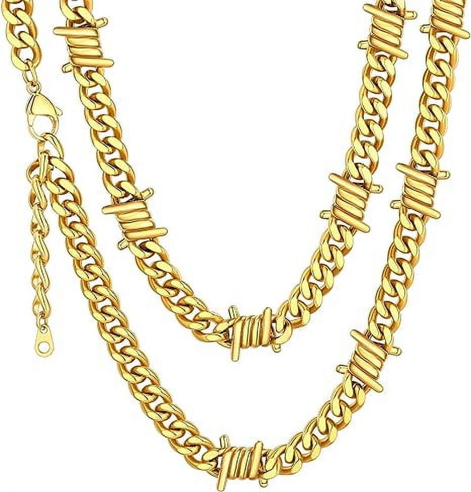 ChainsHouse Gold Cuban Link Thorns Chain for Men,Punk Hip Hop Chains ...