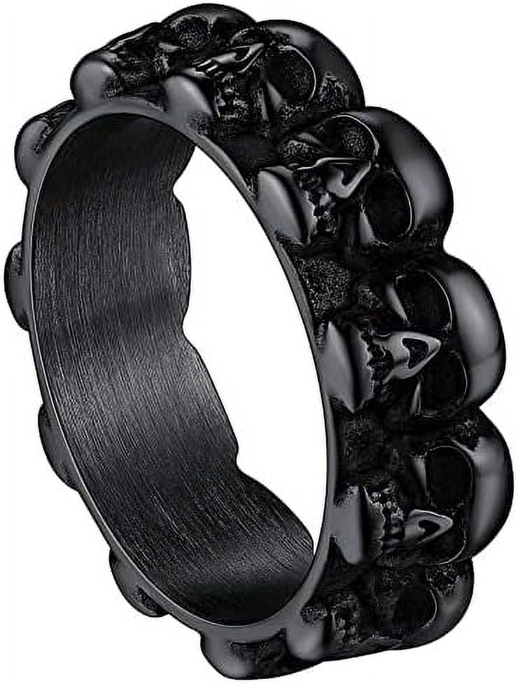 ChainsHouse Gothic Skull Rings for Men Women Black Skeleton Punk Finger ...