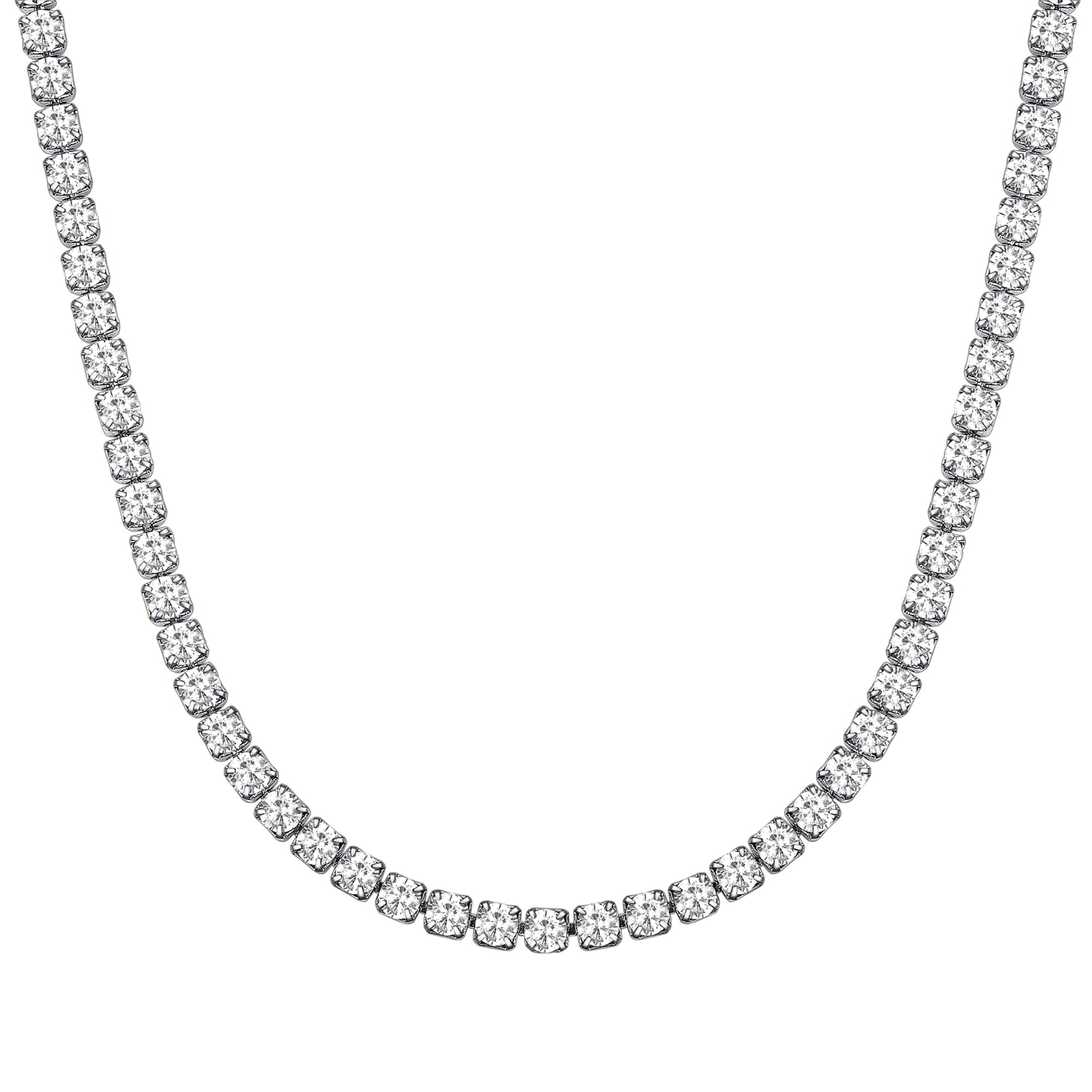 ChainsHouse Tennis Necklace for Women 5mm Width White Round Cut Cubic ...