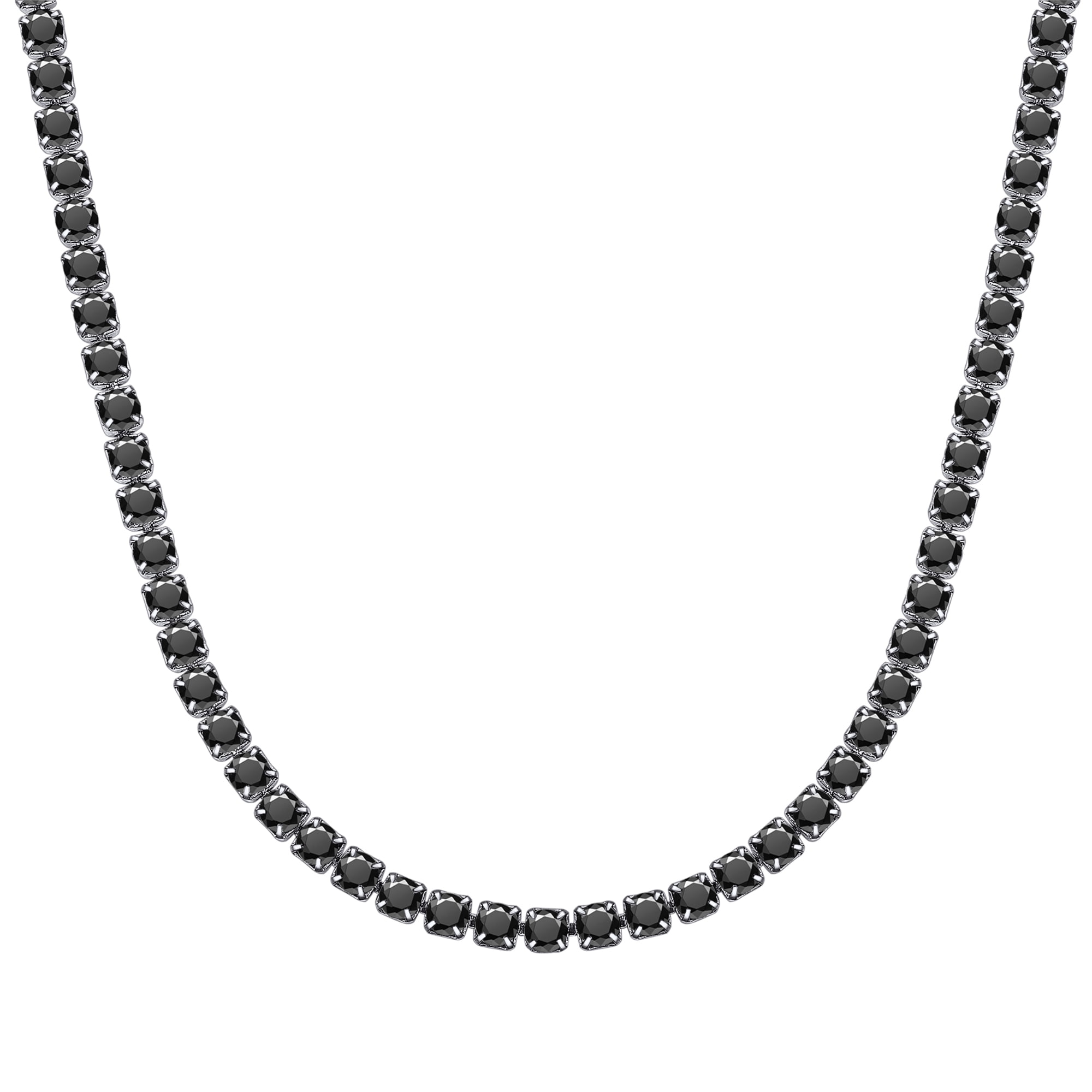 ChainsHouse Tennis Necklace for Women 5mm Width Black Round Cut Cubic ...
