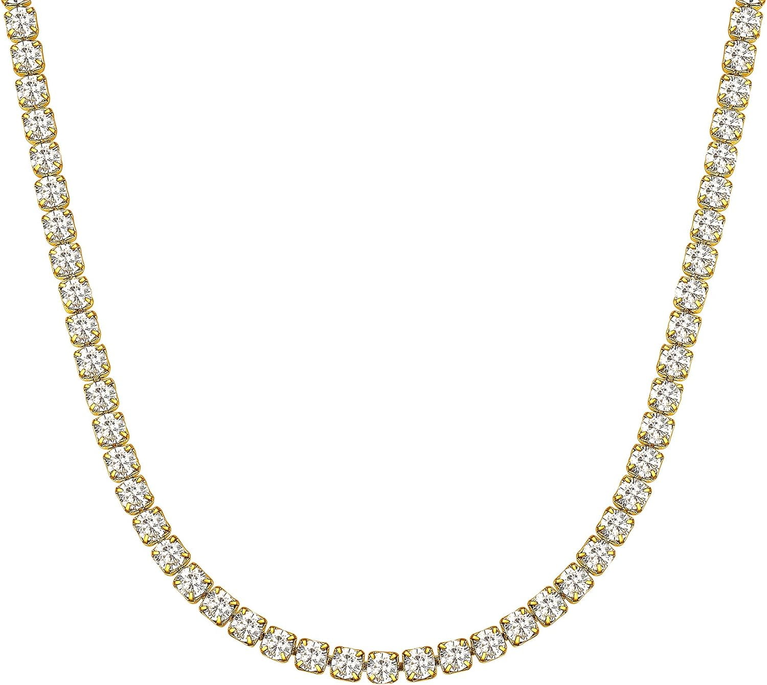 ChainsHouse Iced Out Diamond Chain for Women,14K Gold Cubic Zirconia ...