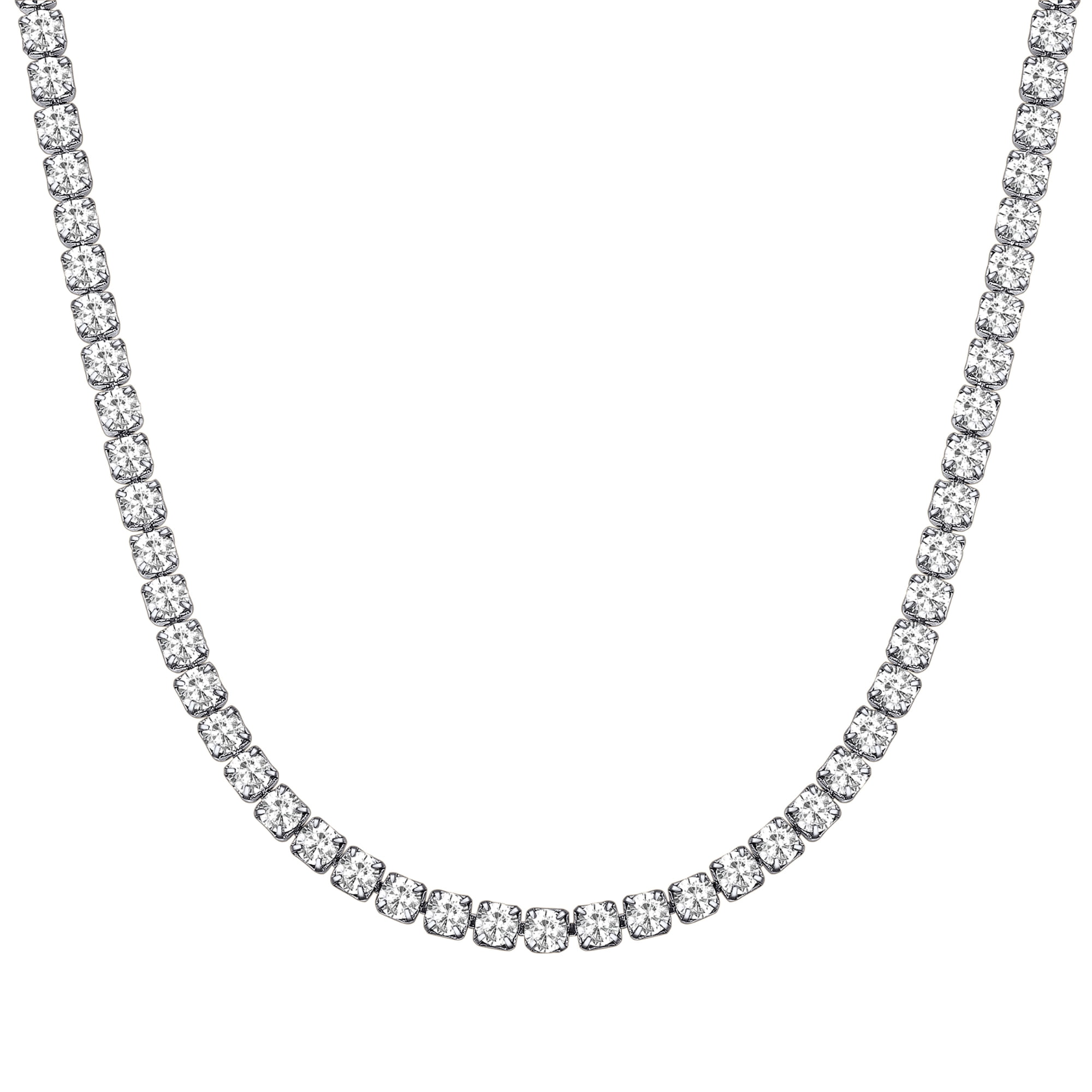 ChainsHouse Tennis Necklace for Women 3mm Width White Round Cut Cubic ...