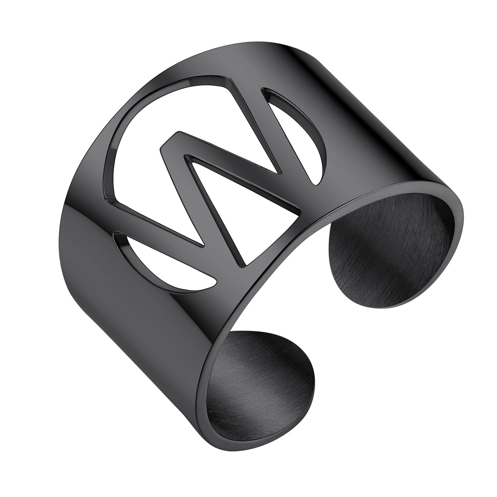 ChainsHouse Initial Signet Rings for Women/Men,Black Custom Letter A-Z ...