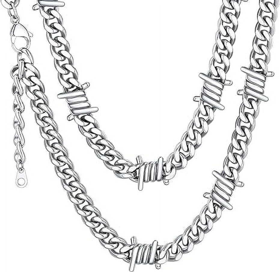 ChainsHouse Thorns Stainless Steel Necklaces for Men Women 9MM Chunky Chains Gothic Punk Style ...