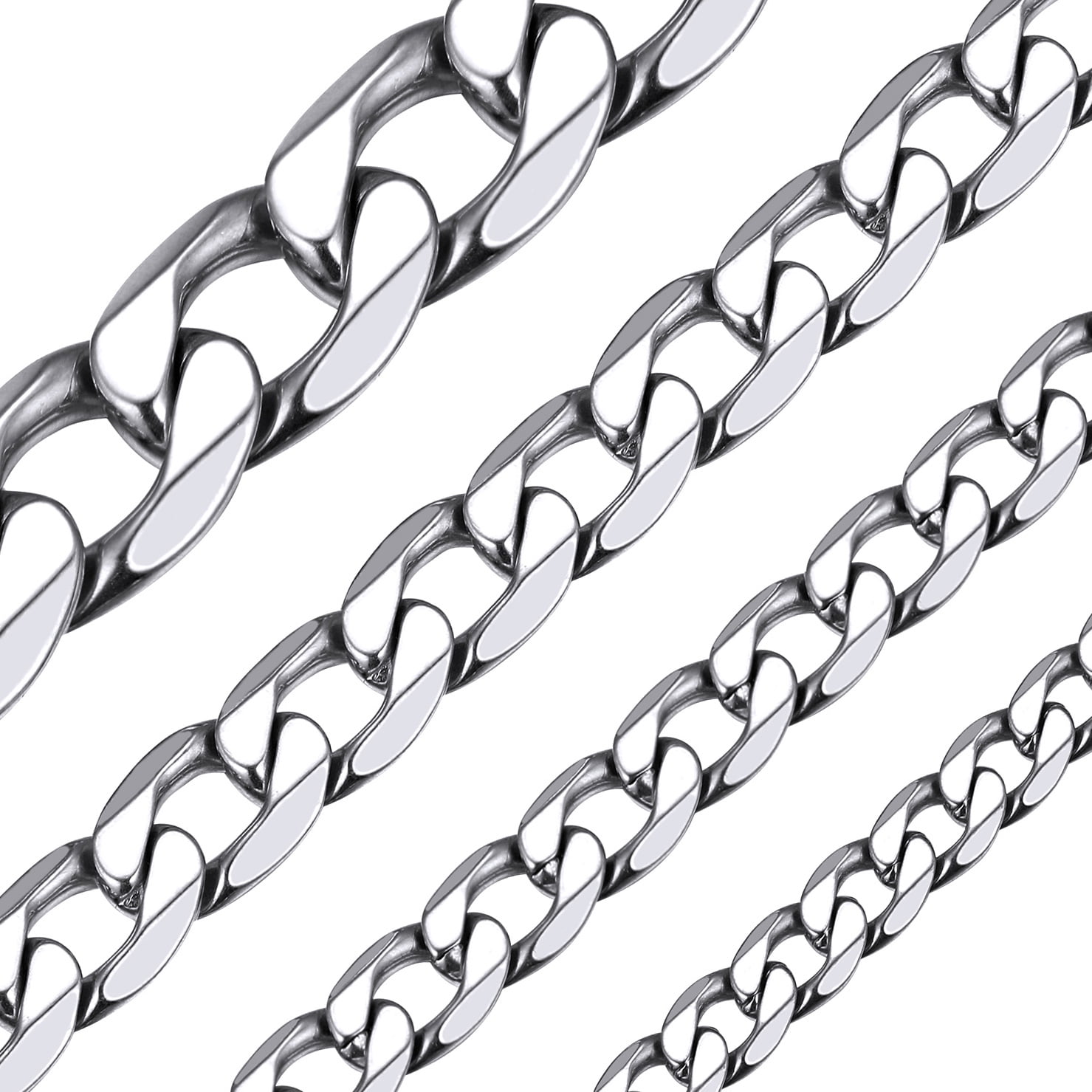 ChainsHouse Mens Necklaces Cuban Link Chain Silver Necklace for Men ...