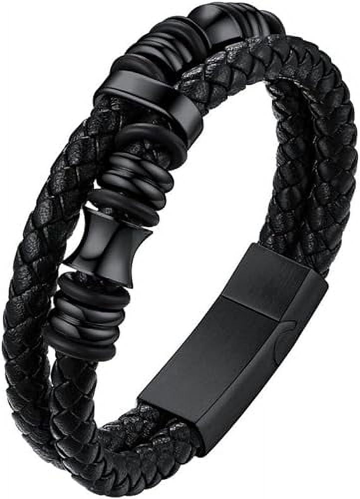 ChainsHouse Double Braided Bracelet for Men Women Stainless Steel ...