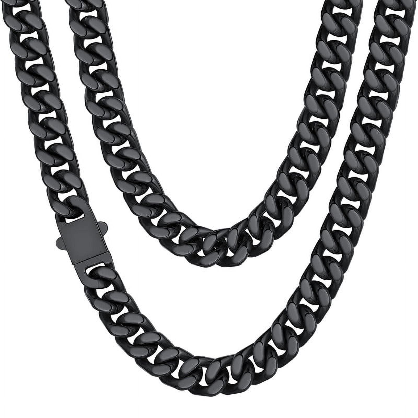 ChainsHouse Cuban Link Chains for Men Stainless Steel Black Chain ...