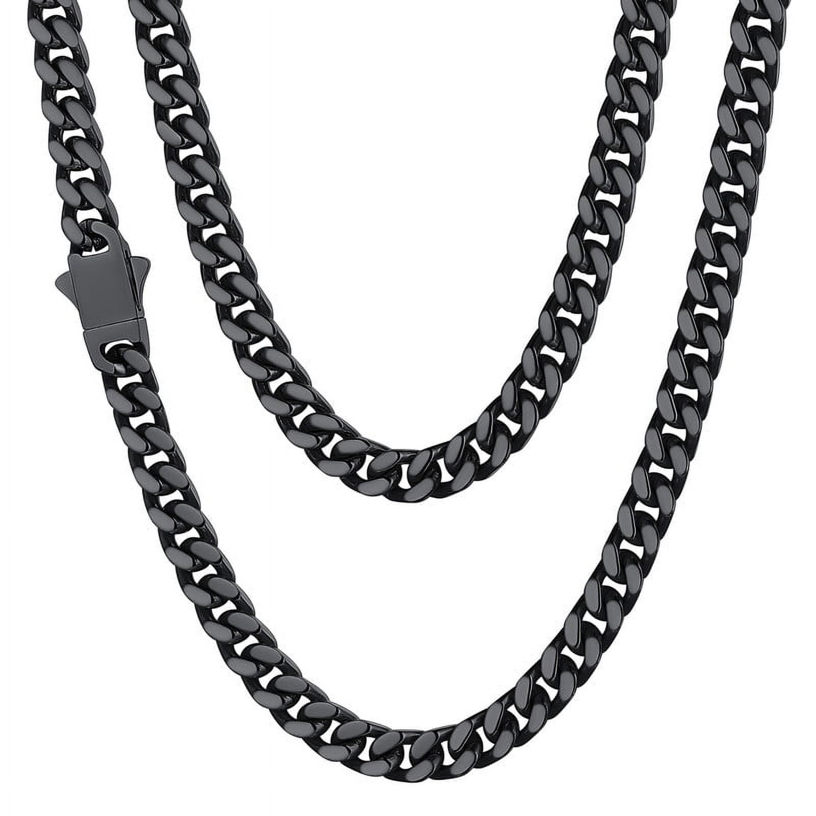 ChainsHouse Cuban Link Chains for Men Stainless Steel Black Chain ...