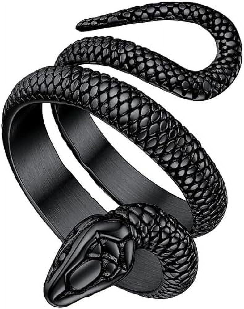 ChainsHouse Mens Ring Vintage Snake Tumb Ring,Punk Black Ring Antique ...