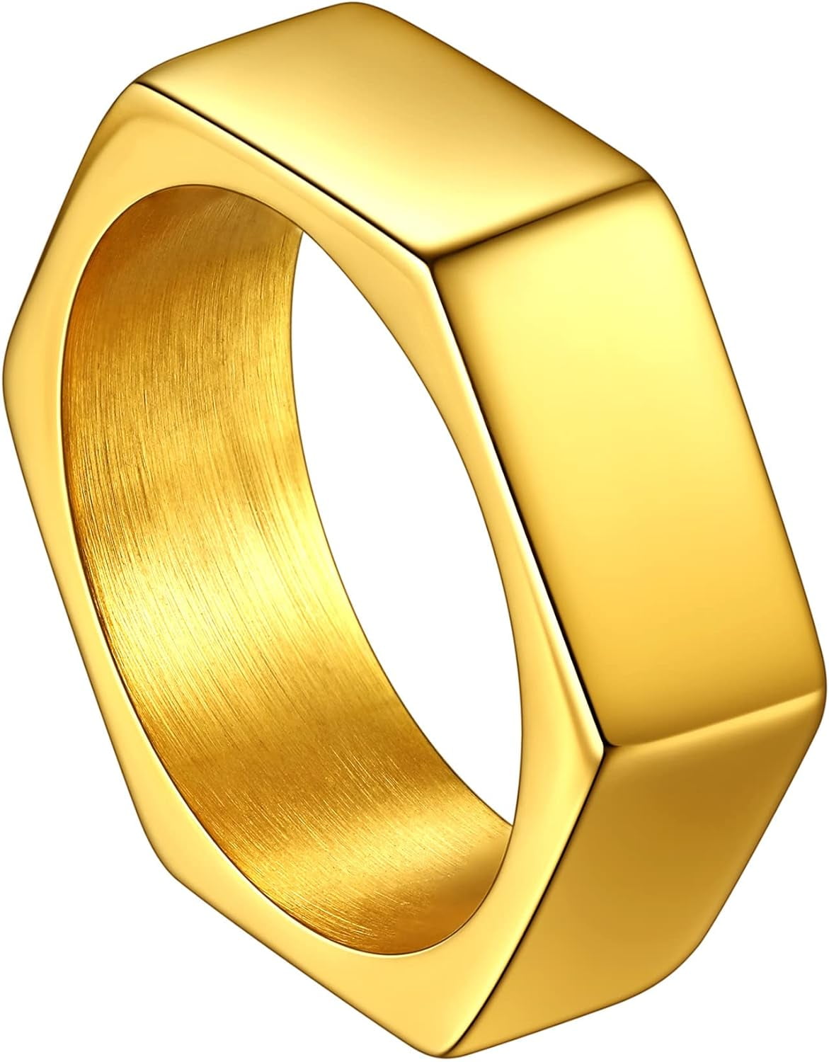 ChainsHouse Mens Wedding Band Rings,Stainless Steel Jewelry Hexagon ...