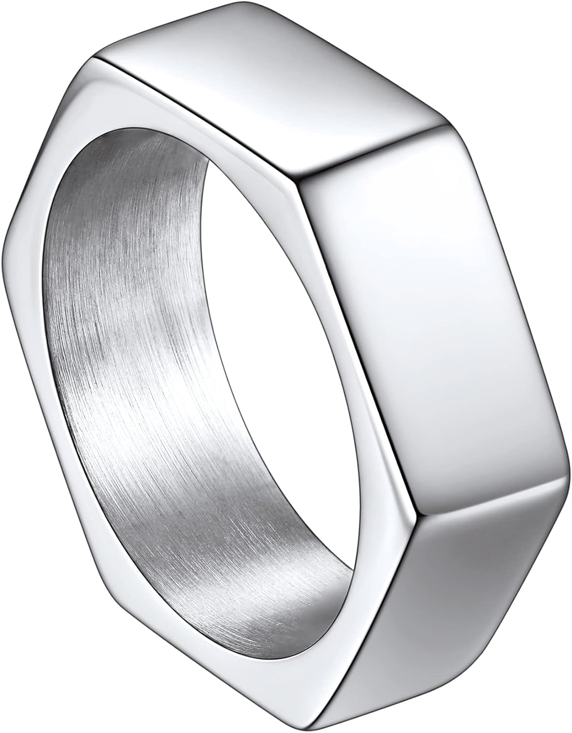 ChainsHouse Mens Wedding Band Rings,Stainless Steel Jewelry Hexagon ...