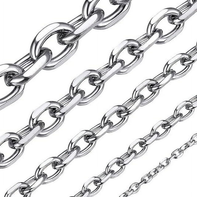 ChainsHouse Necklace Chains for Men,Stainless Steel Cable Link Necklaces Chains,18"-30" Length ...