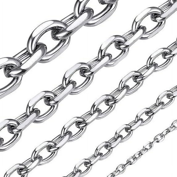 ChainsHouse Stainless Steel Cable Link Chains for Men Women 7mm Width ...