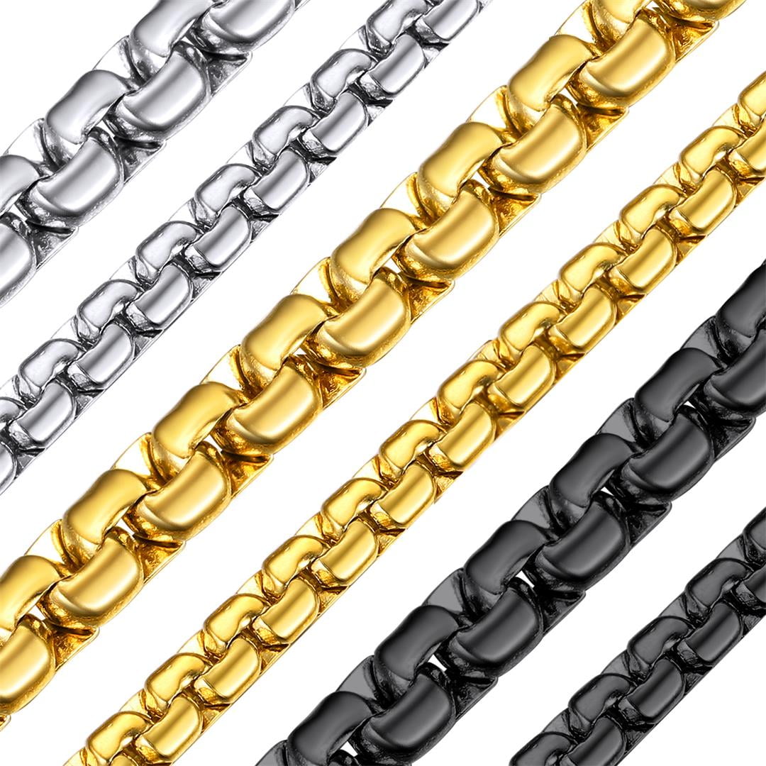 ChainsHouse Necklaces for Men Rolo Box Link Chain Black Hip Hop Chain ...