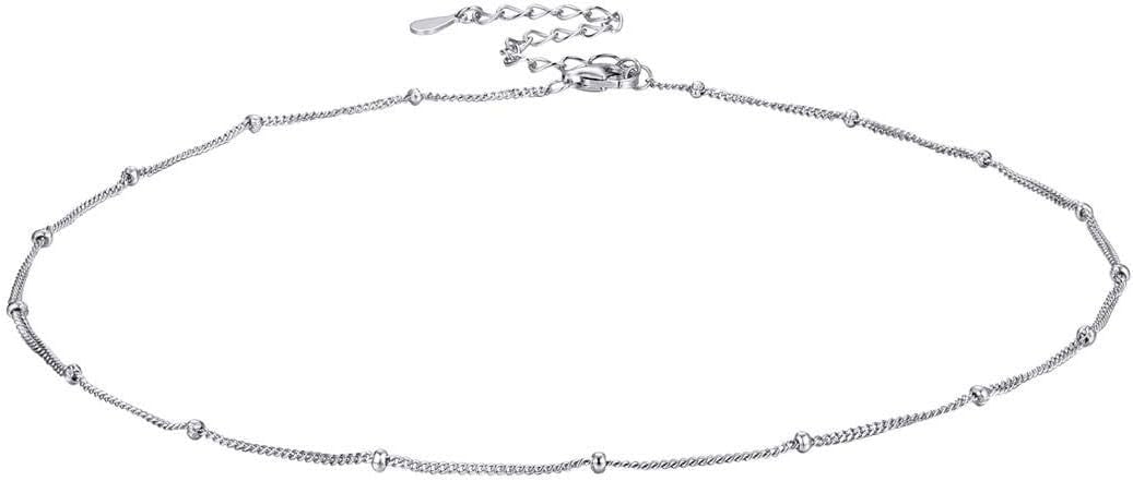 ChainsHouse Silver Choker Necklace for Women 925 Sterling Silver Dainty ...